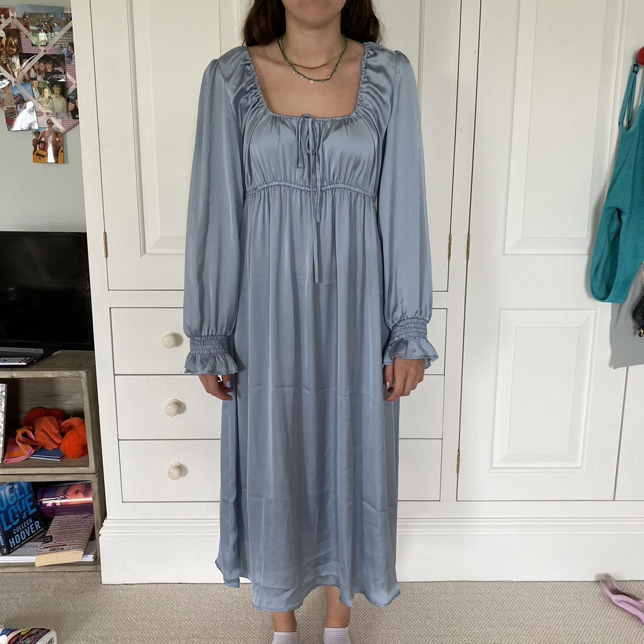 Milkmaid, cottage core, peasant dress in blue - Depop