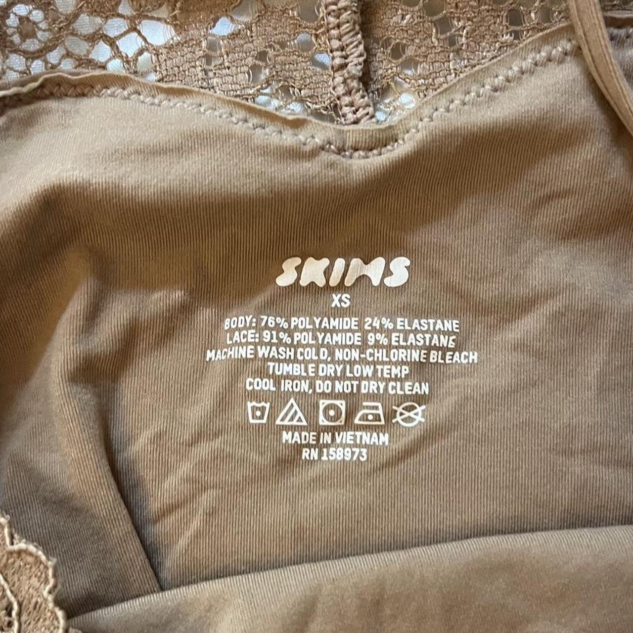 brown skims lace body suit size xs worn once great... - Depop