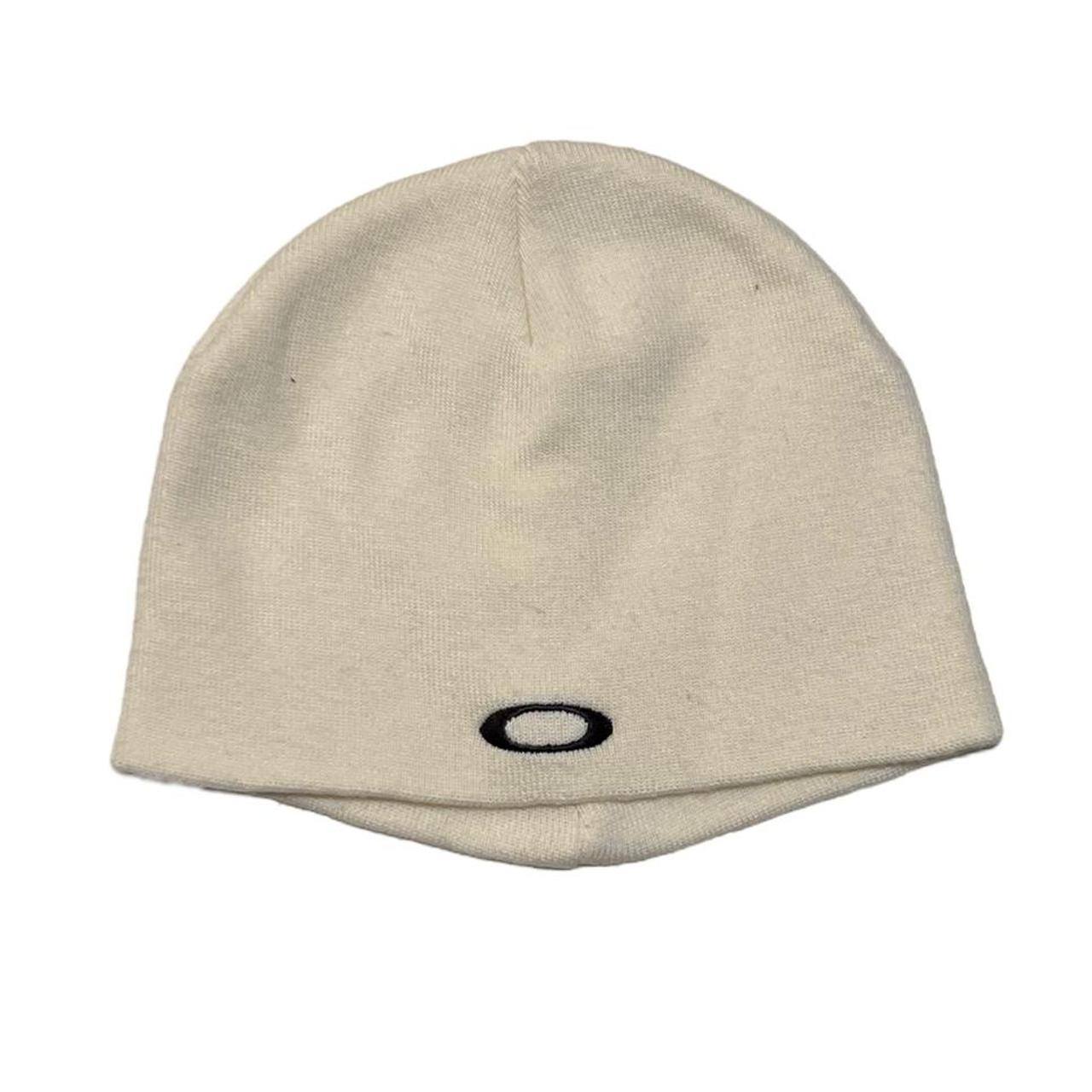 Vintage early 2000s Y2k oakley white/beige beanie... - Depop