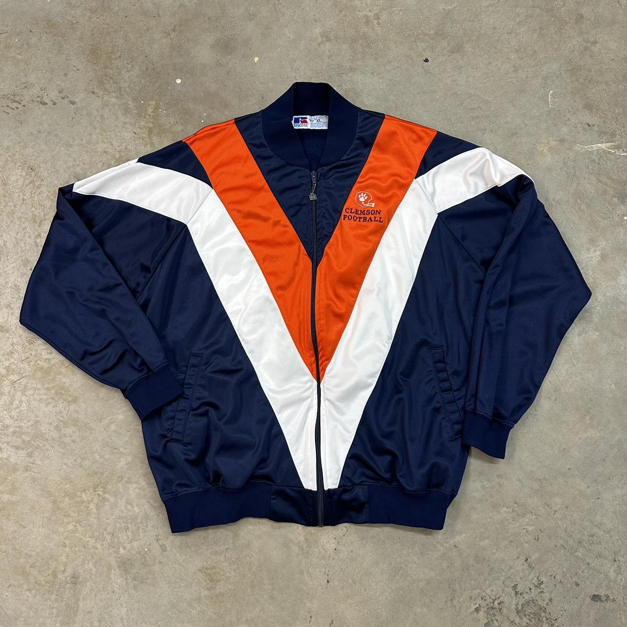 Vintage 90s Clemson Russel Zip Up Jacket XL 25x28... - Depop