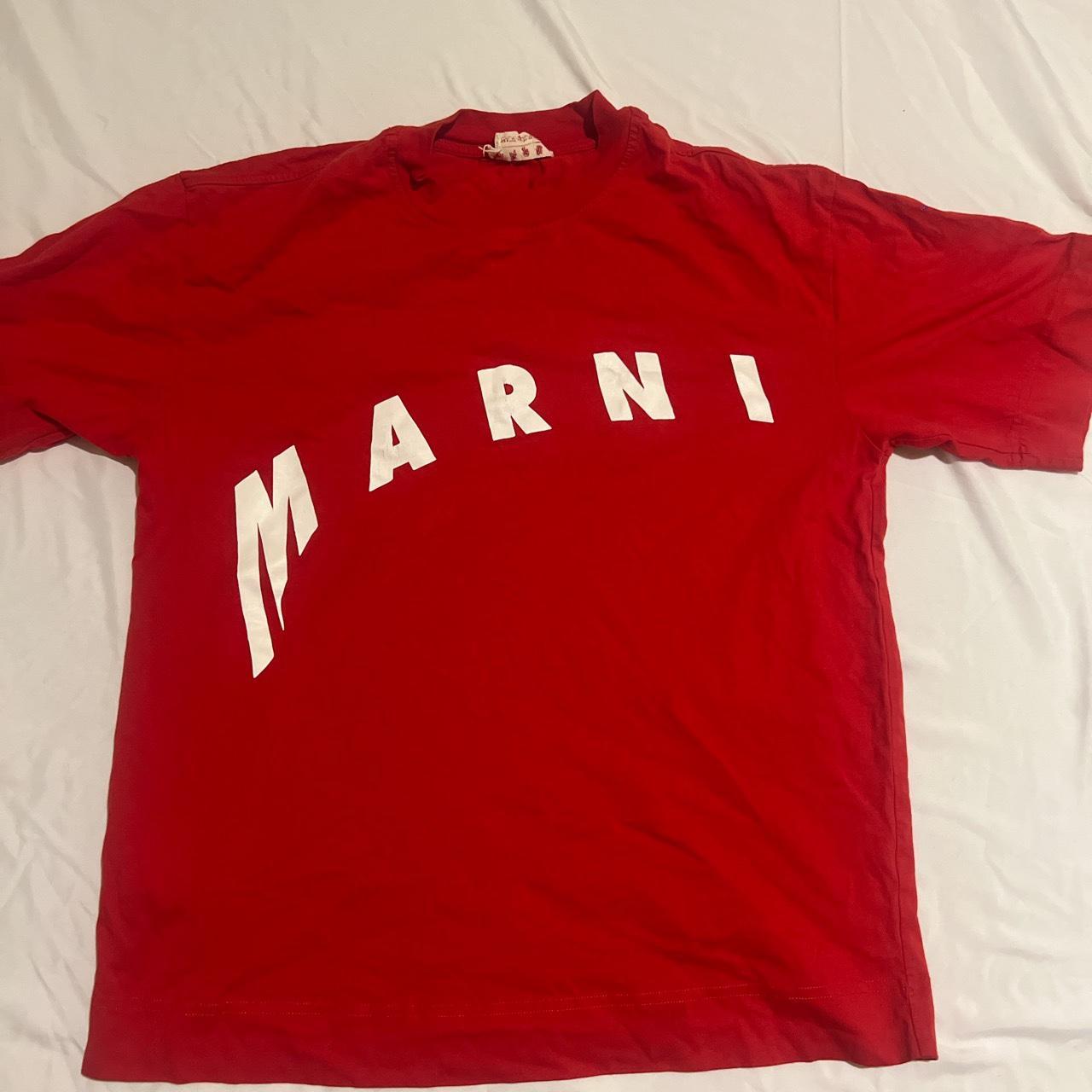 Red Marni boxy tee. Size Xs-S but can fit a medium... - Depop