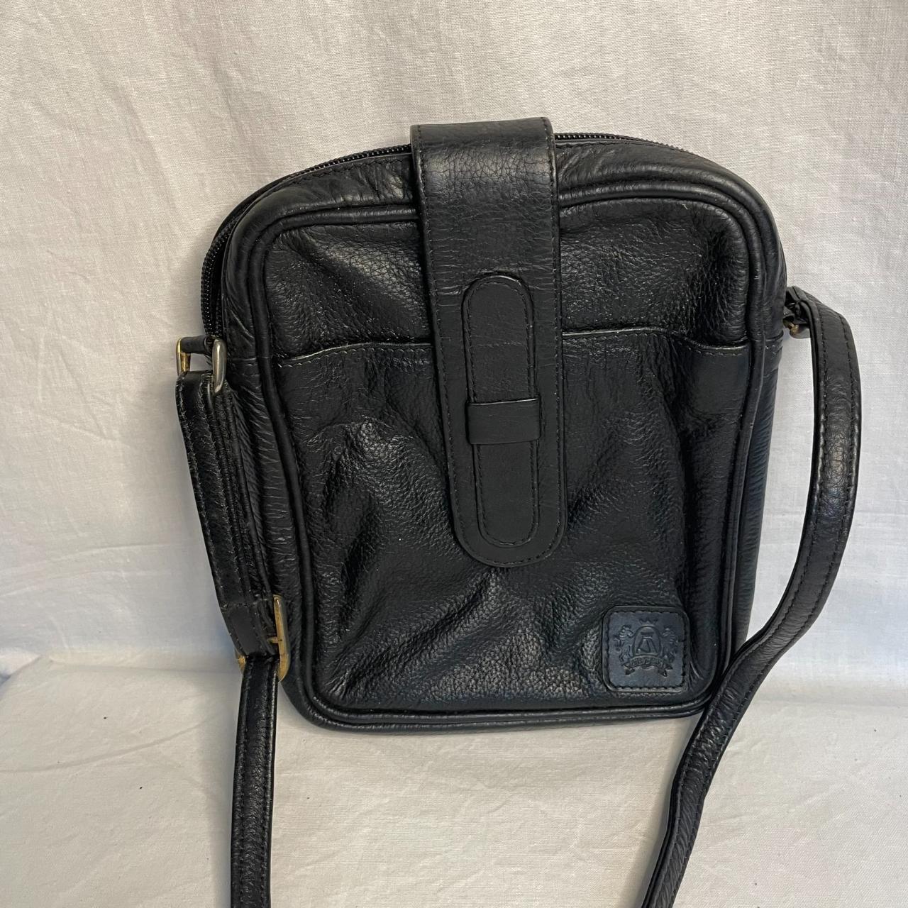 ARTEX Black leather shoulder bag Calf hide,... - Depop