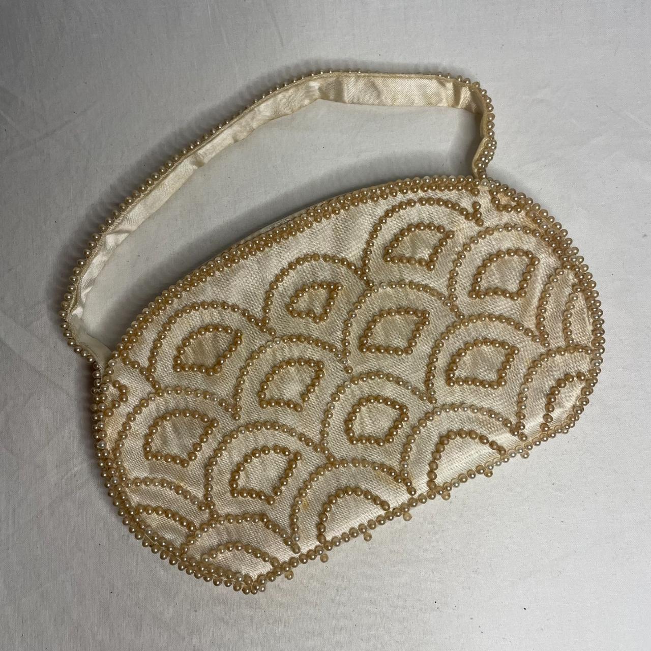 Pearl beaded patterned bag 1920s evening bag/purse,... - Depop
