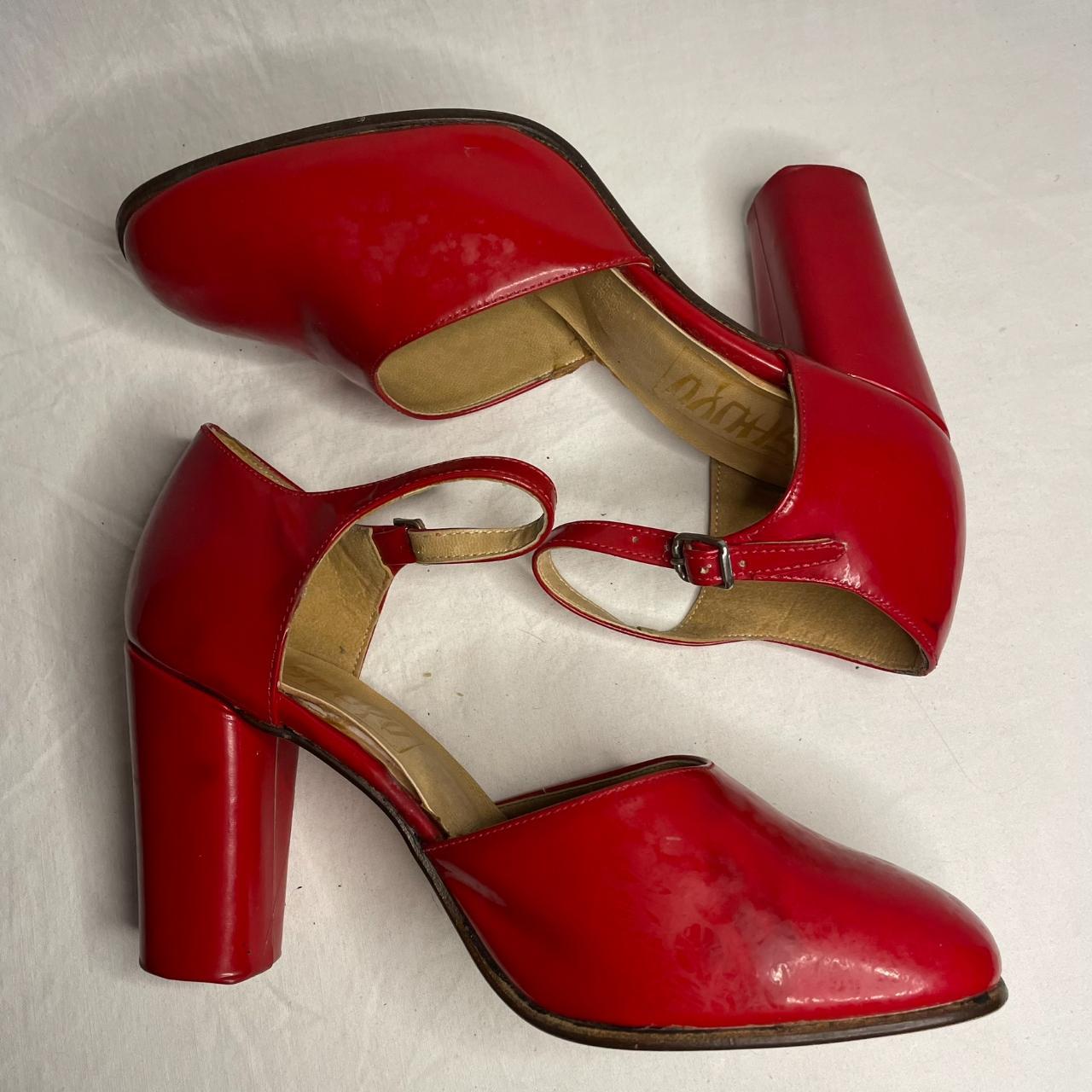 SHUYU Red heels 1950s, All Leather upper, synthetic... - Depop