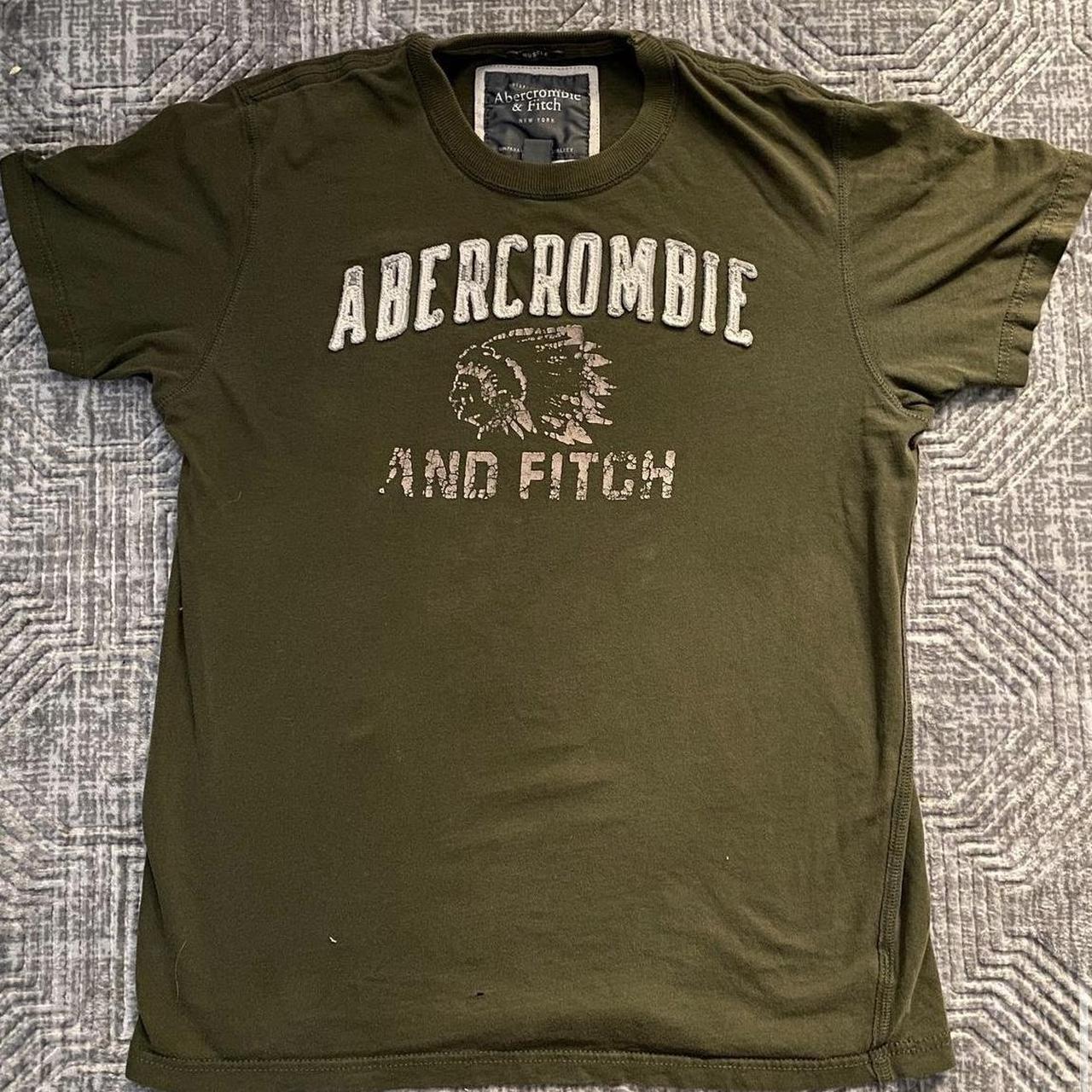 Navy green Abercrombie tee - Depop