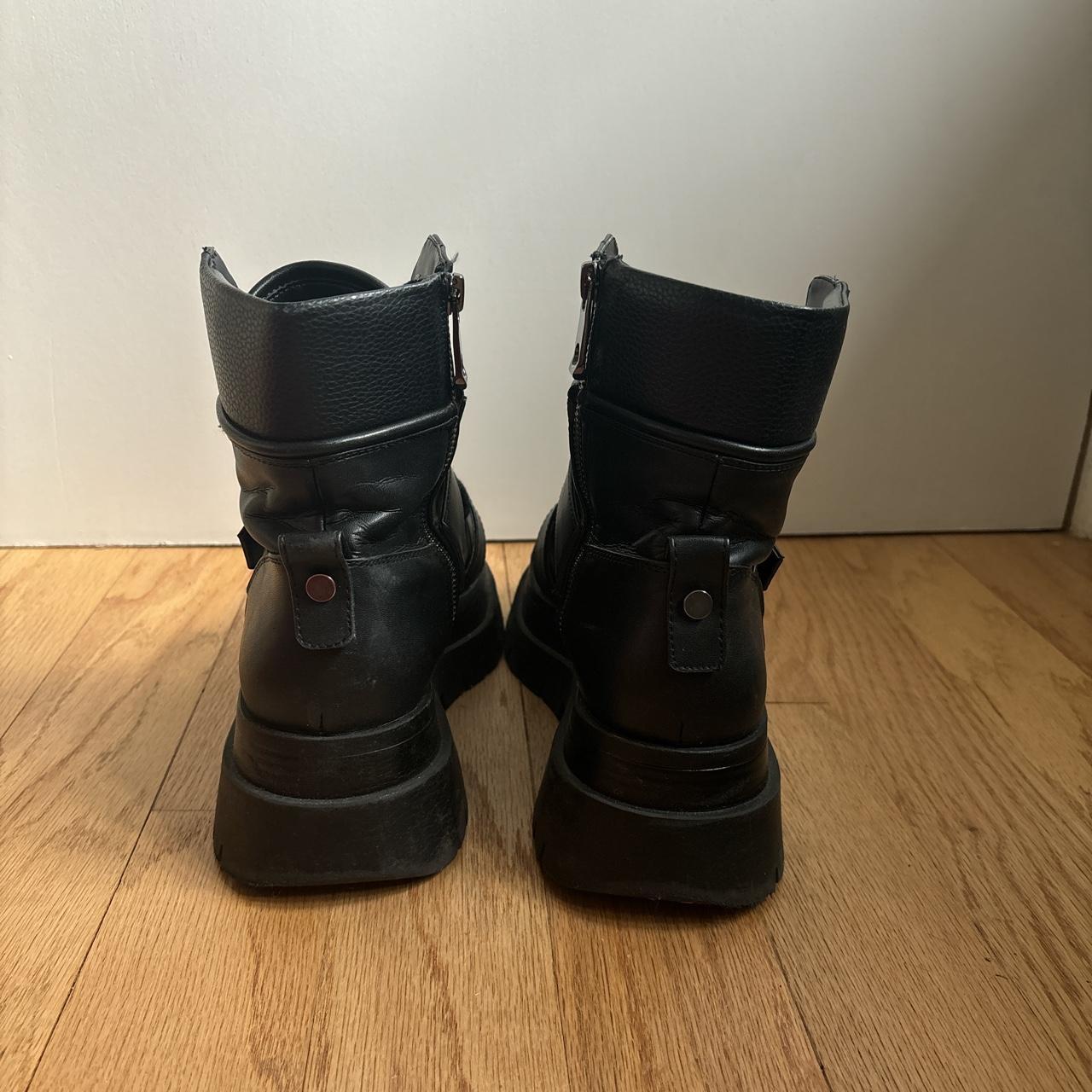 Black chunky platform utilitarian boots! Zip up,... - Depop