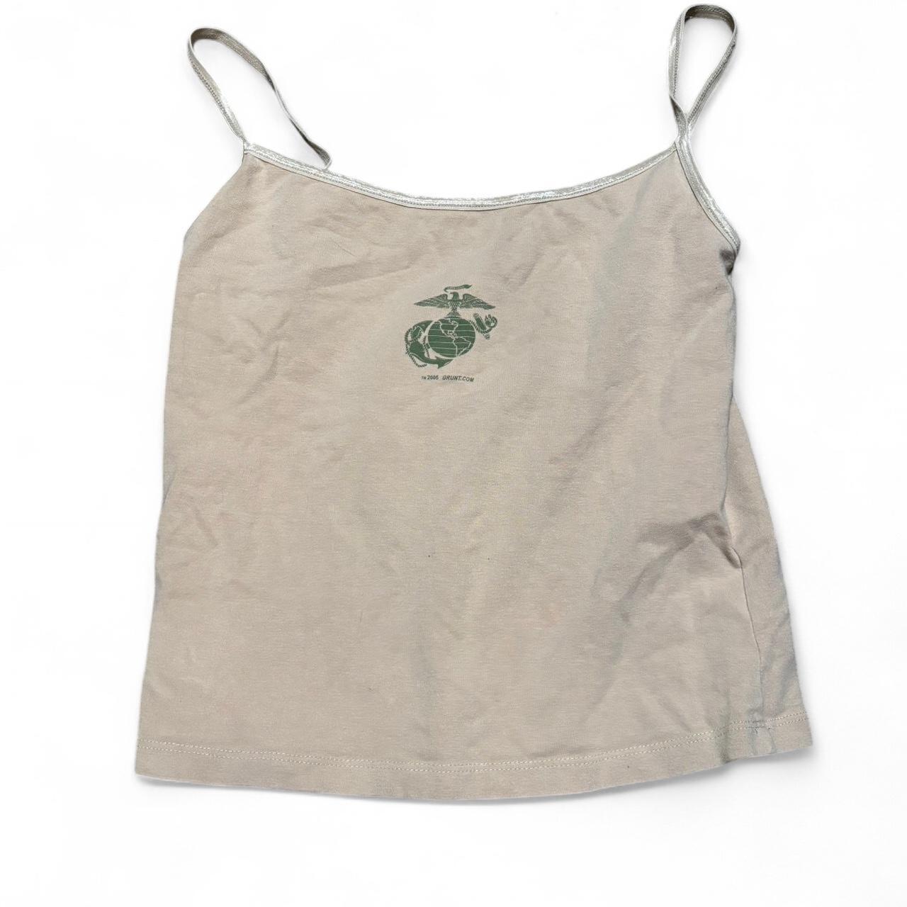 Tan and green Marine Corps cami tank top Size... | Depop