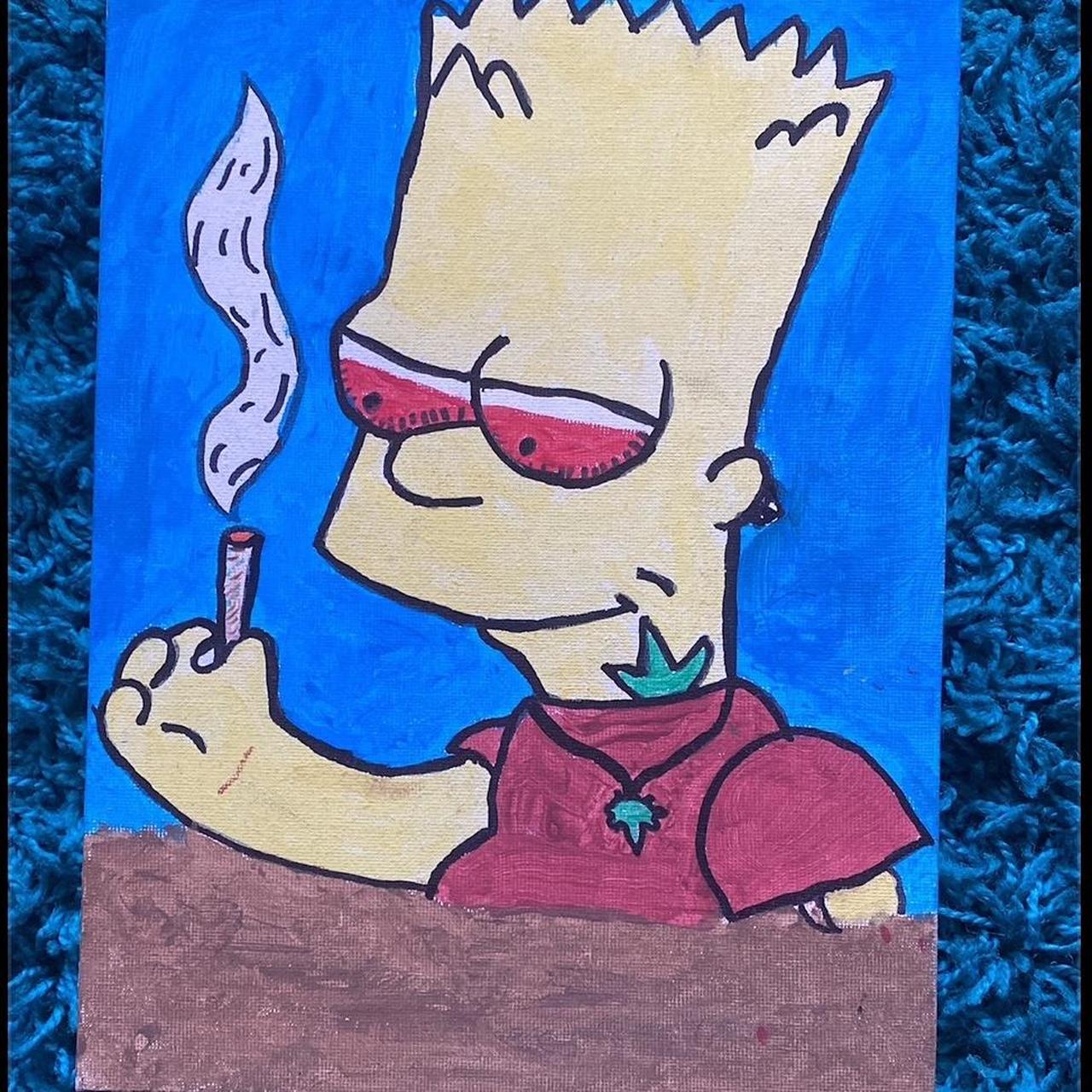 Homer Simpson smoking marijuana painting... - Depop Homer Simpson smoking marijuana painting... - Depop