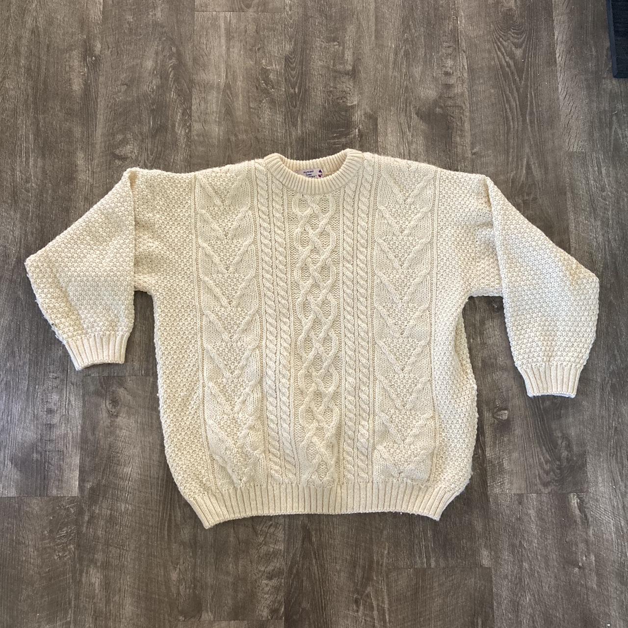 Cream Scottish wool sweater. 100% wool. No size tag,... - Depop