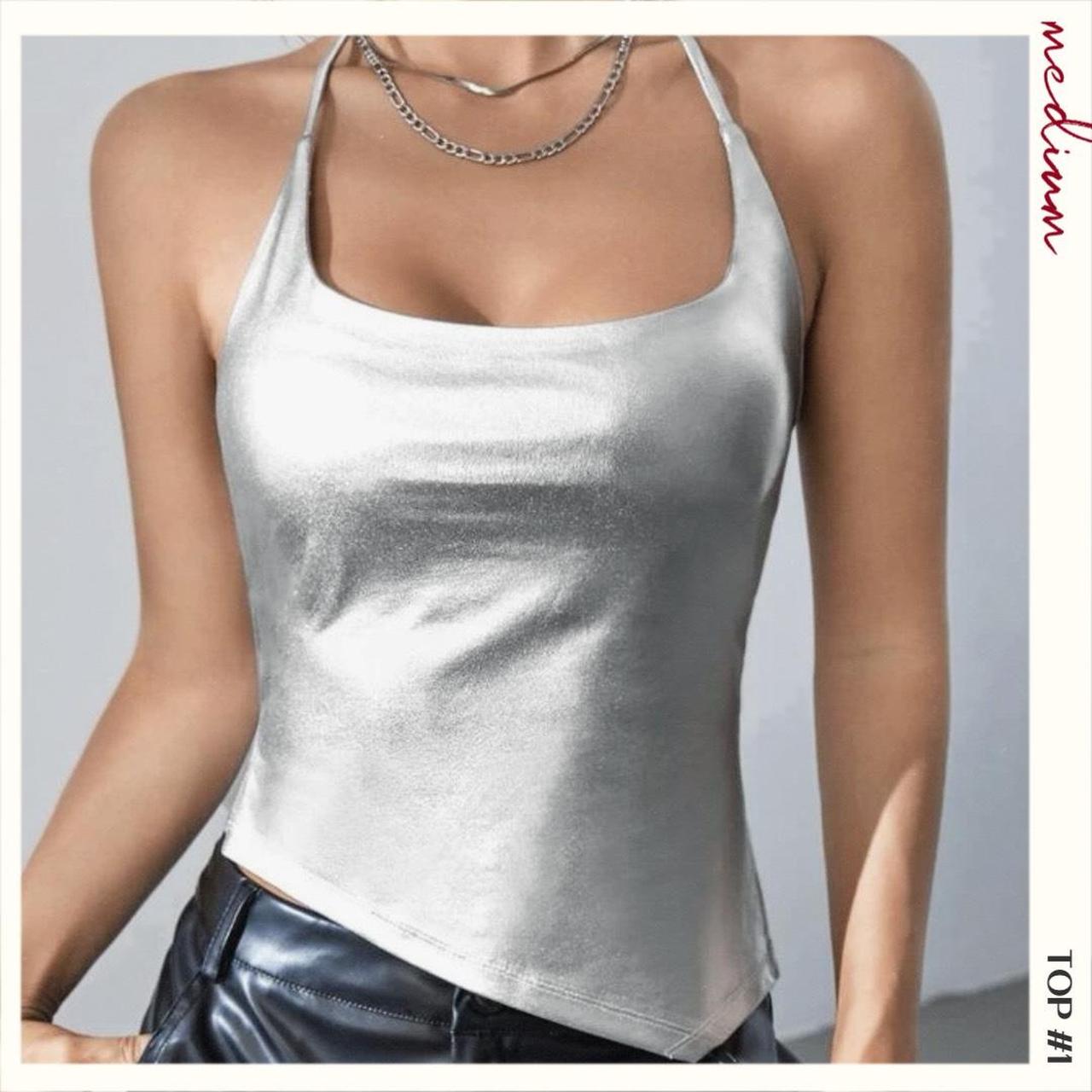 3 Silver Tops All medium size Used by a trio of... - Depop