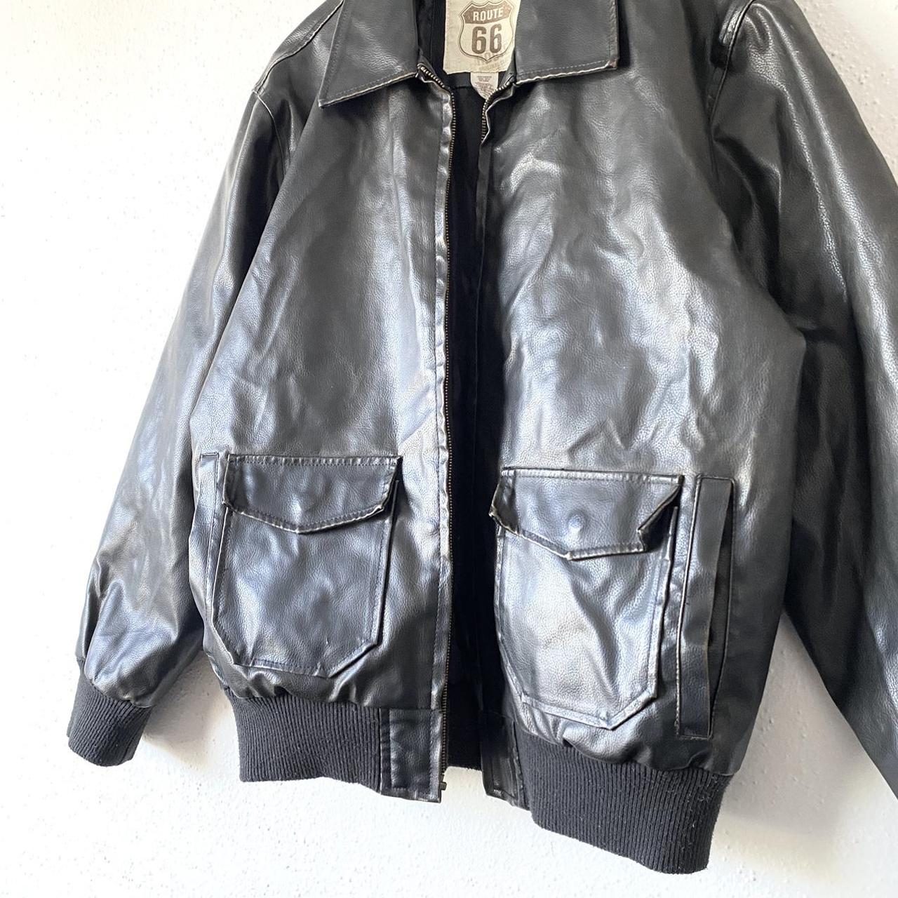 Route 66 Leather Bomber Jacket Size: Mens Large... - Depop