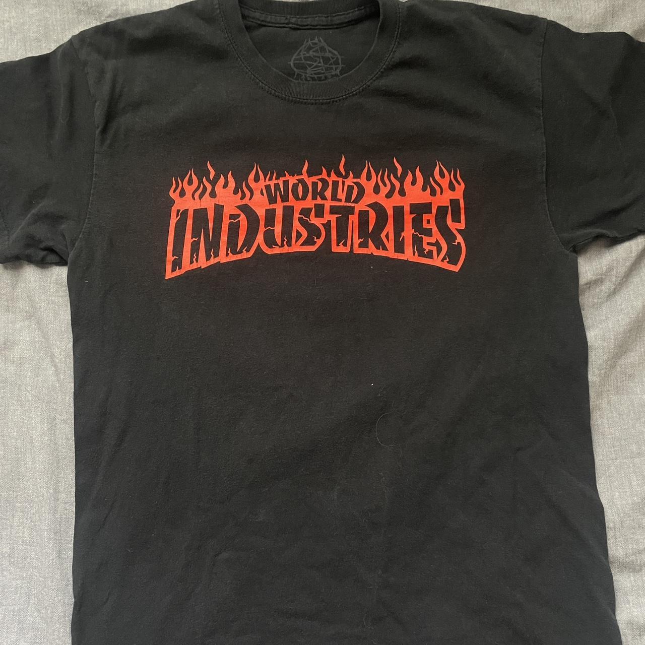 World Industries flame logo black t-shirt **size... | Depop