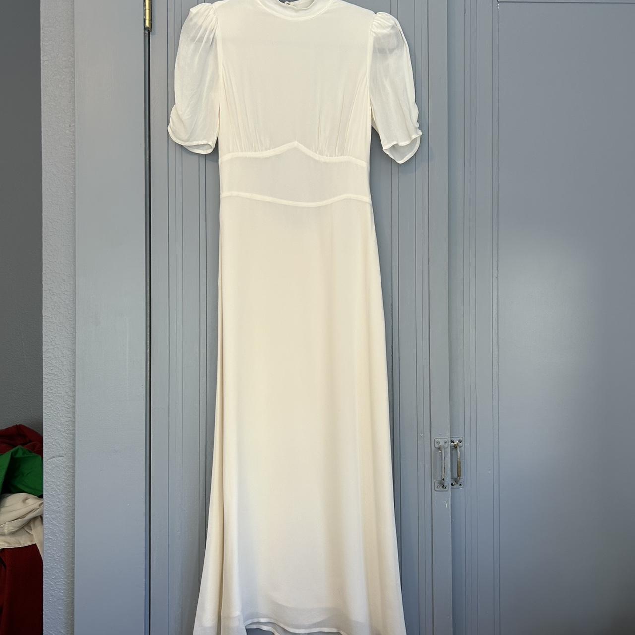 reformation open back dress, ankle length, crepey... | Depop