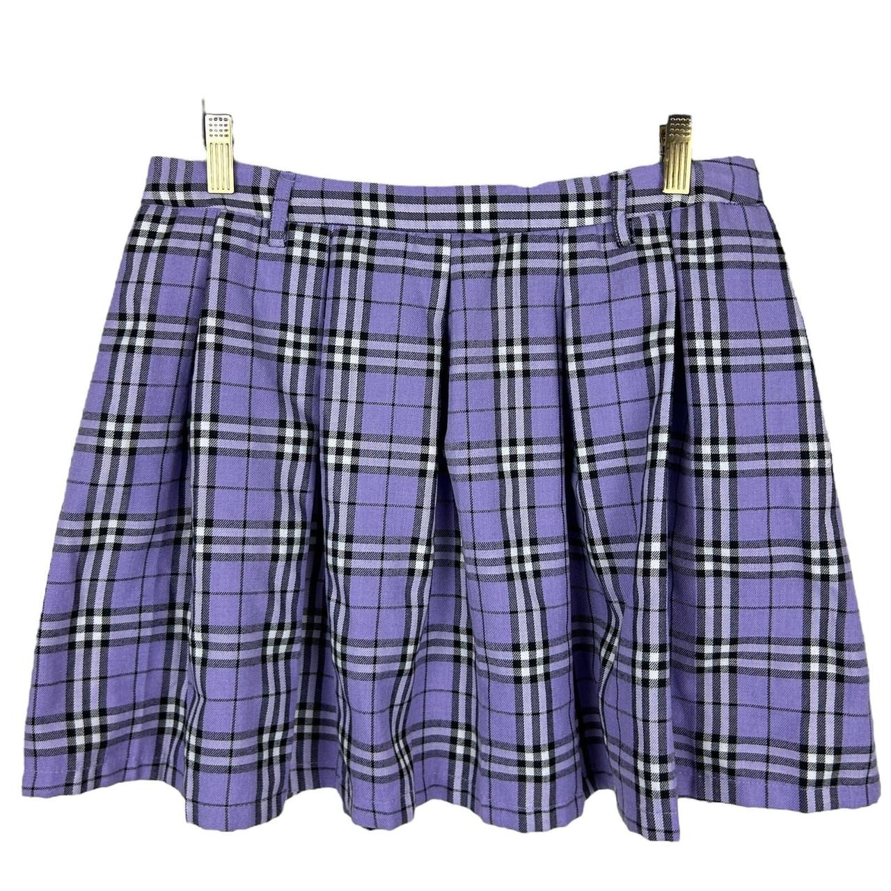 Hot Topic Purple Plaid Pleated Schoolgirl Mini Skirt... - Depop