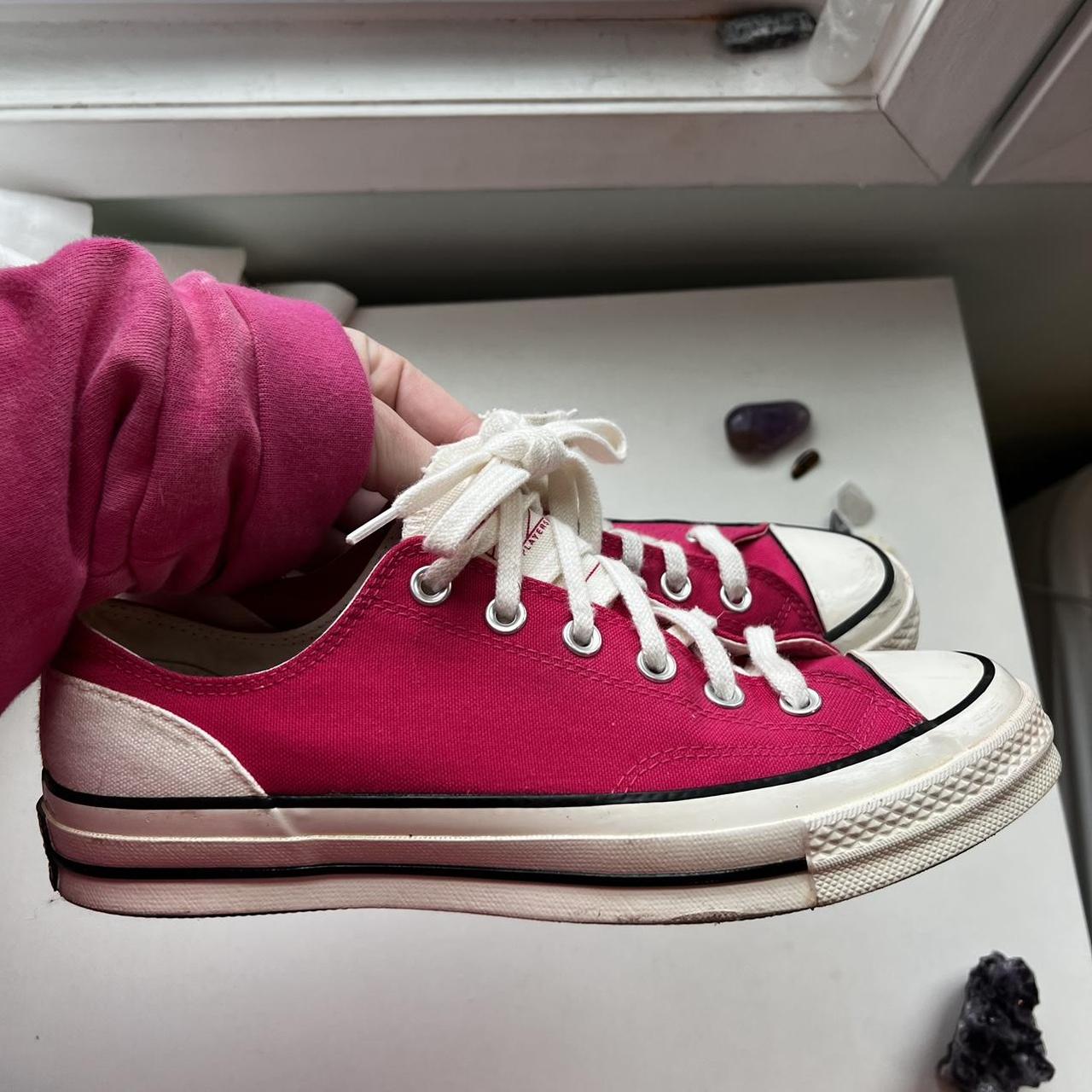 Bright Pink Converse💓 White back detail Flaws... - Depop
