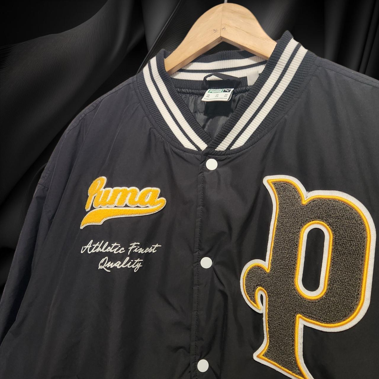 Puma Big Letter Varsity Jacket Black Yellow Mens... - Depop