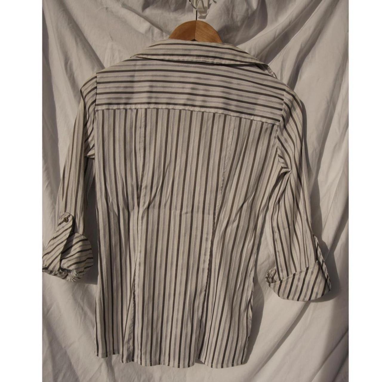 Office siren striped button up top Slim fit,... - Depop