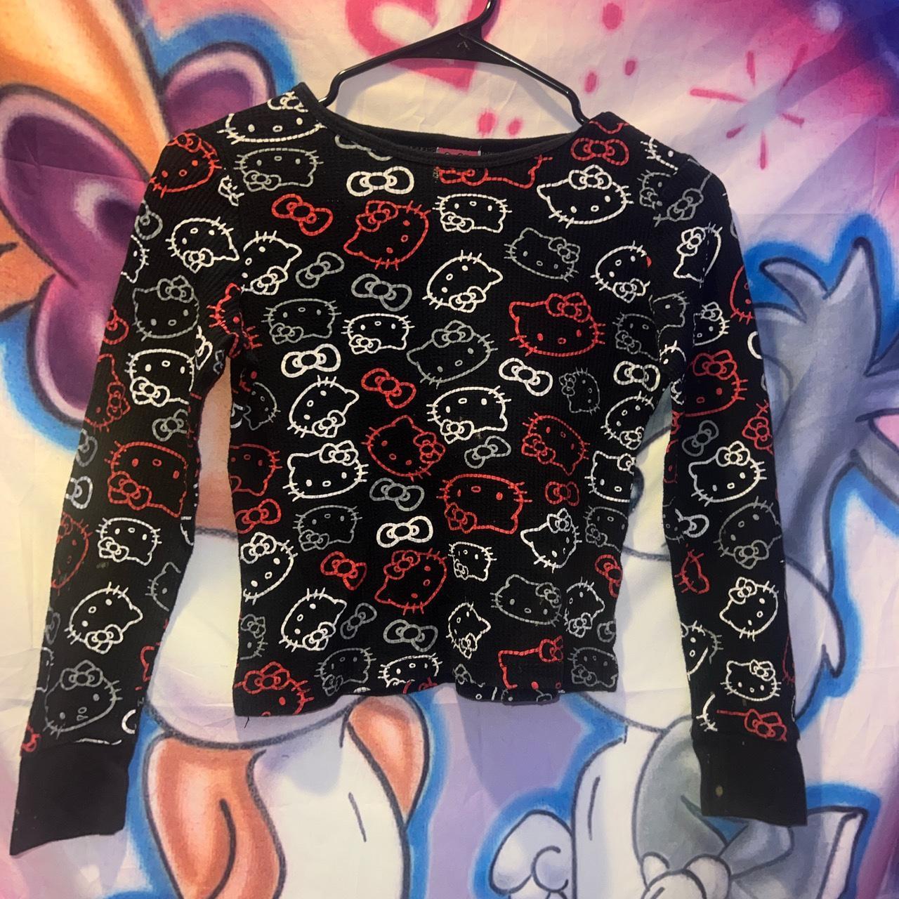 super cute hello kitty long sleeve crop top -youth... - Depop