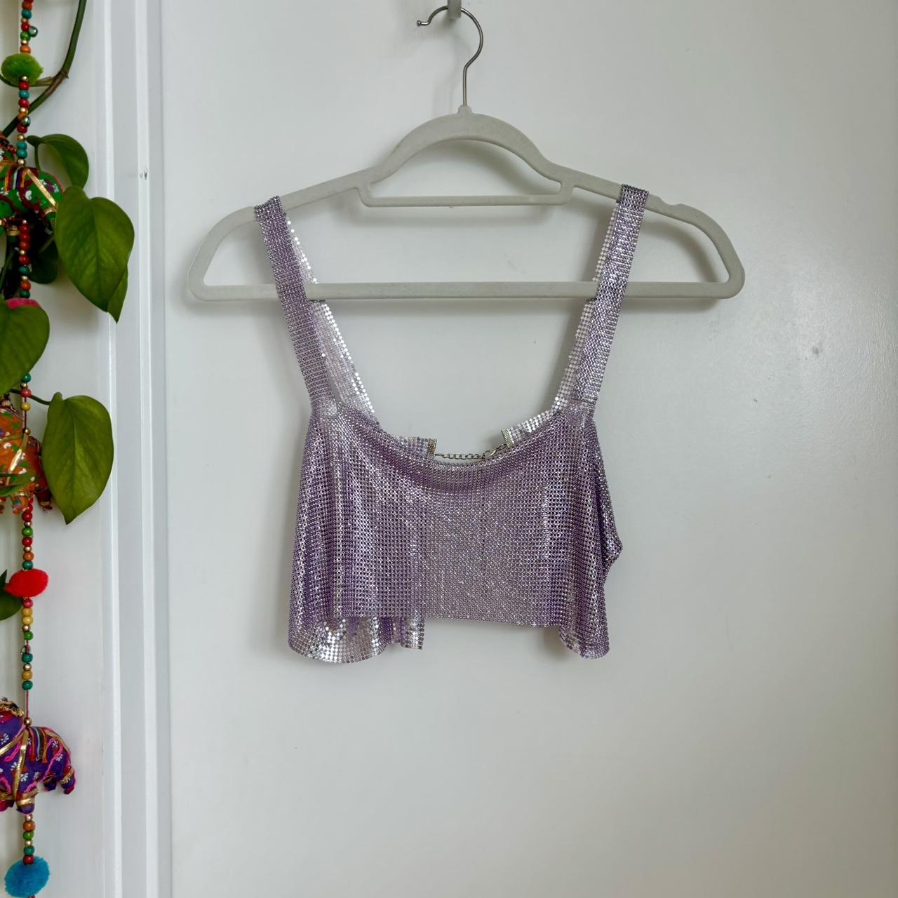 Chainmail y2k clubbing crop top 💜 - lilac purple... - Depop