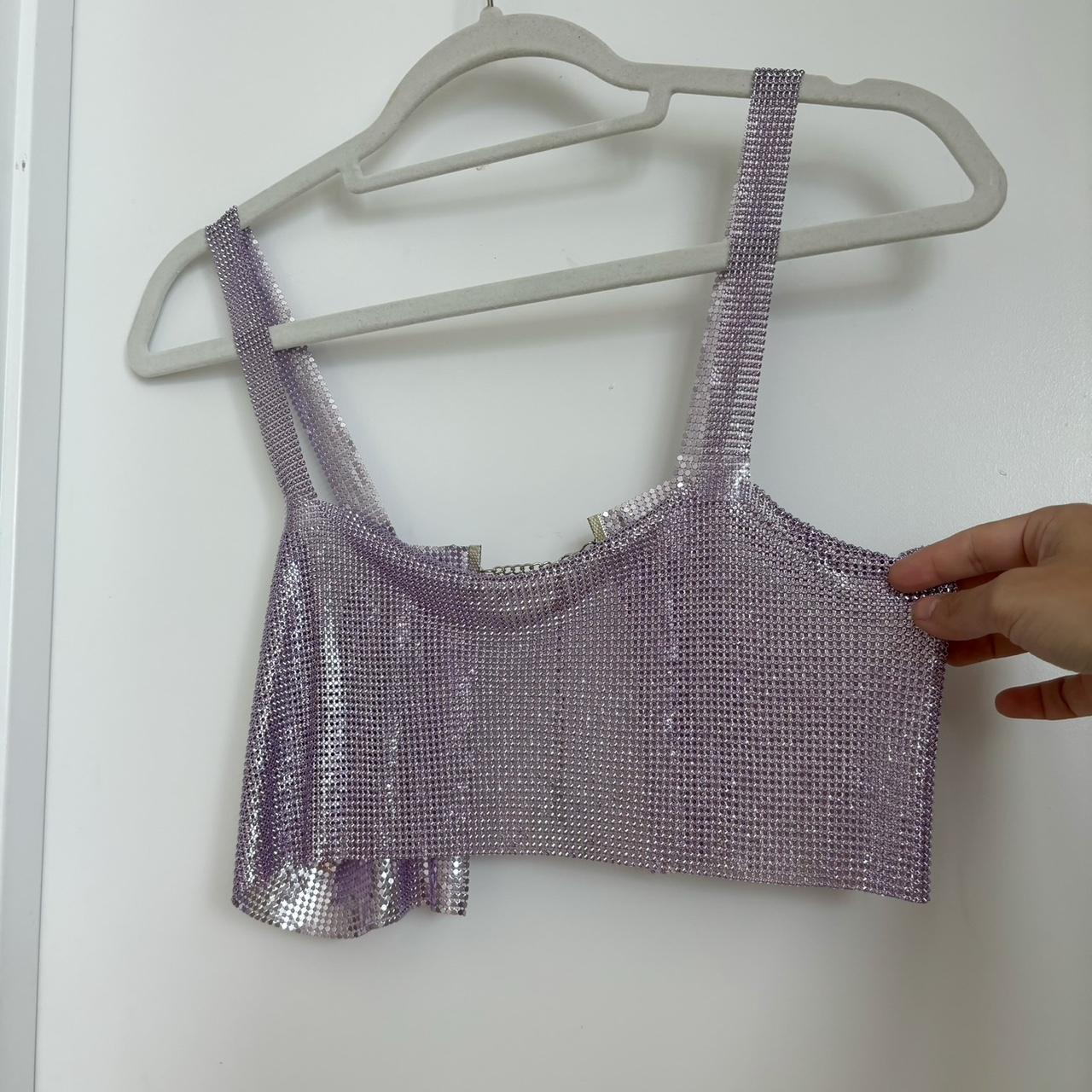 Chainmail y2k clubbing crop top 💜 - lilac purple... - Depop