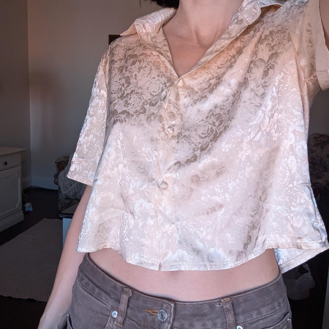 Beautiful gold button up blouse. Label has since... - Depop