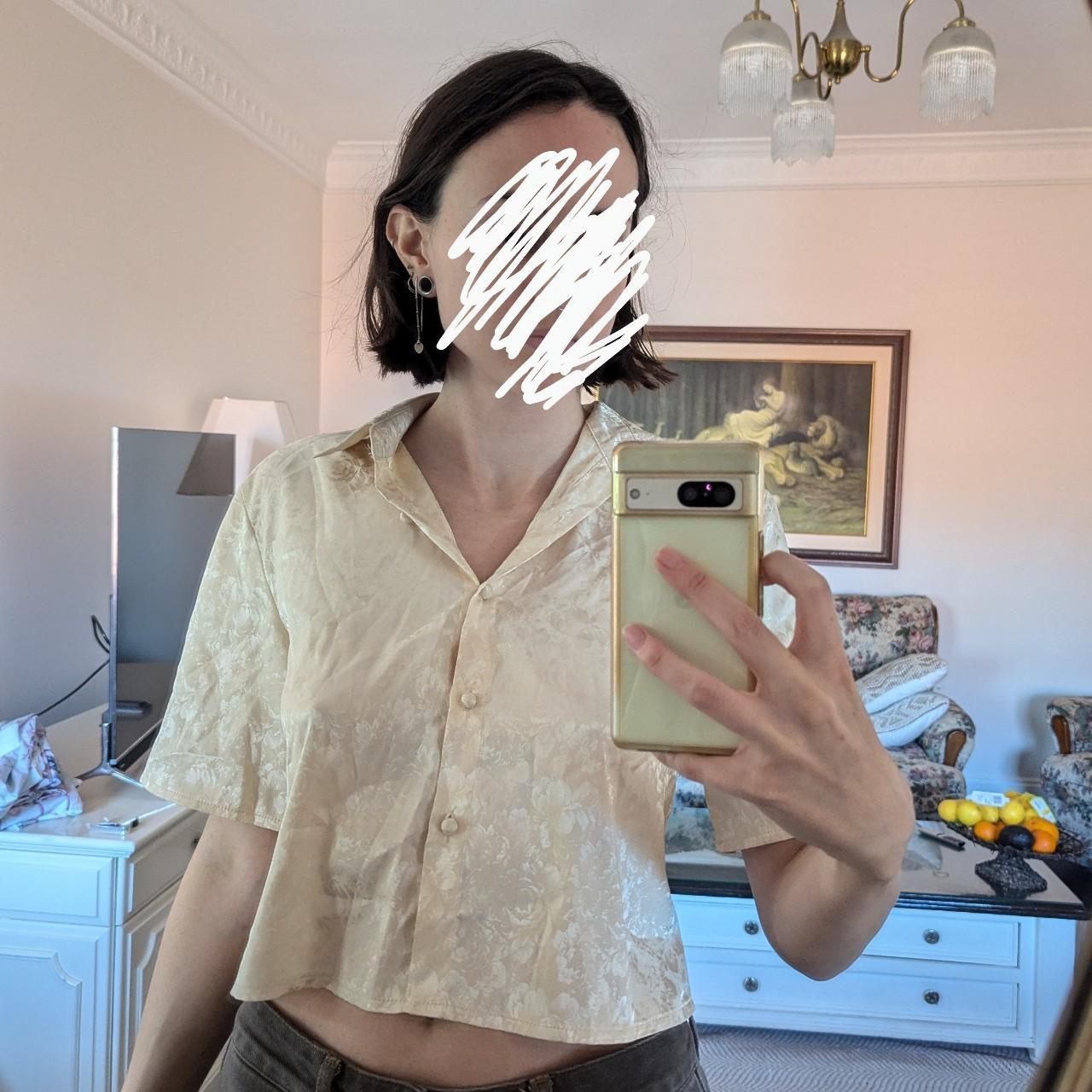 Beautiful gold button up blouse. Label has since... - Depop