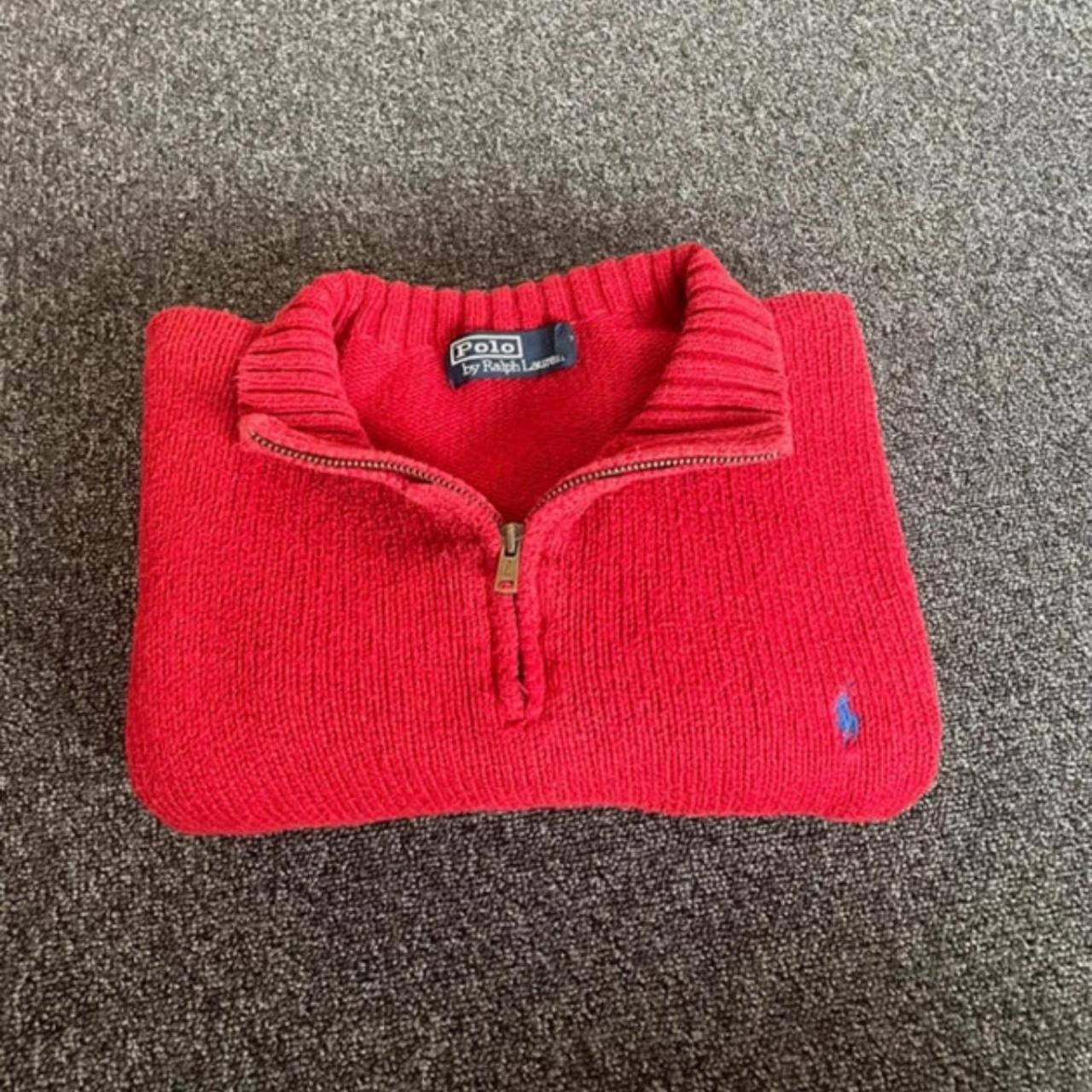 Red Ralph Lauren quarter zip jumper - Depop