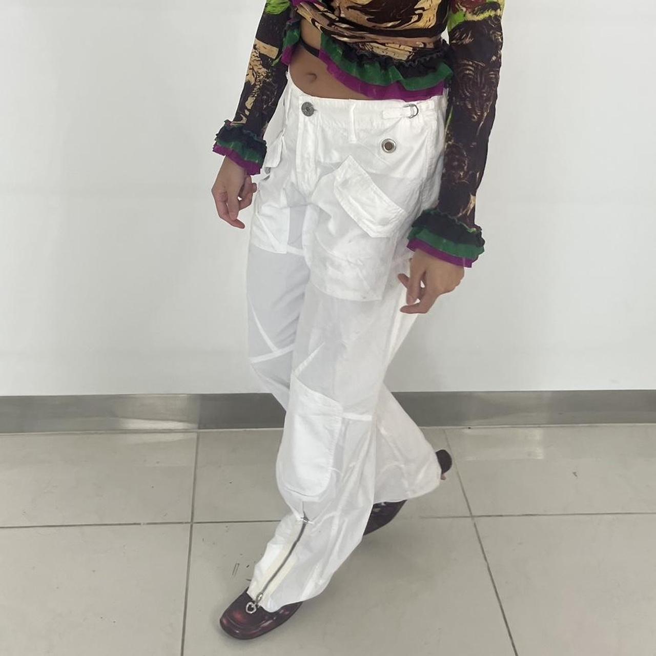 Vintage Italian white workwear pants with heart... - Depop