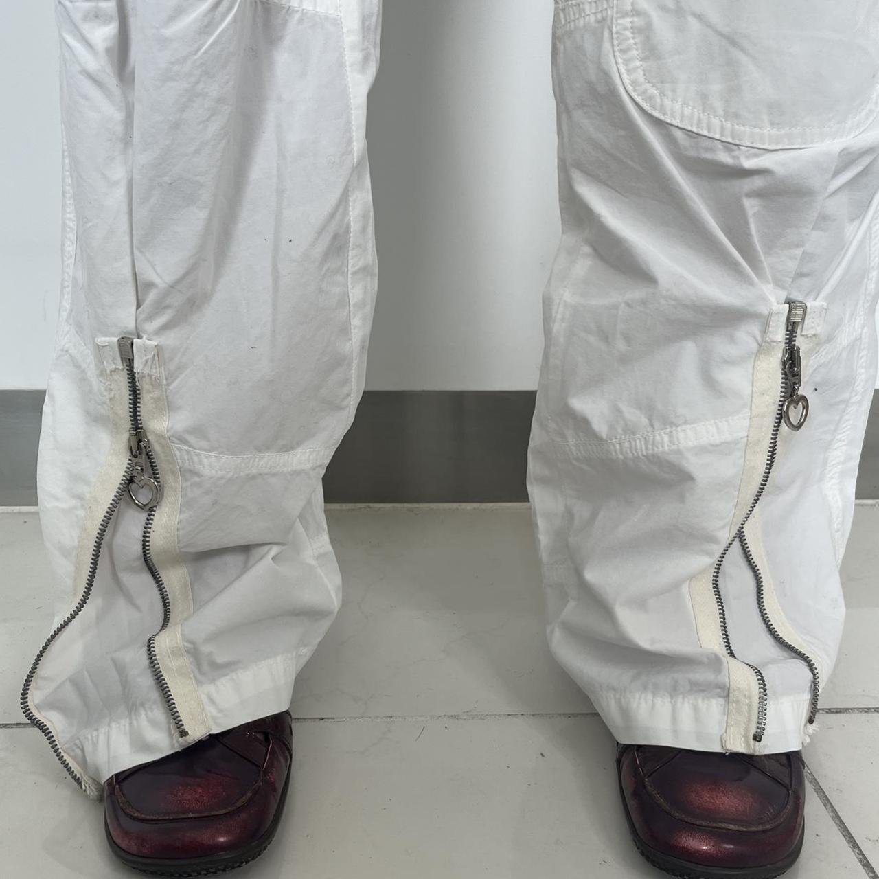 Vintage Italian white workwear pants with heart... - Depop