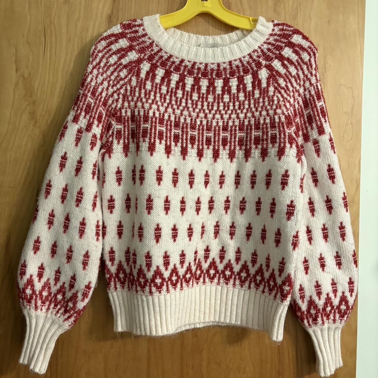 Loft Fair Isle Textured Sweater Ruby Rust XS 64%... - Depop