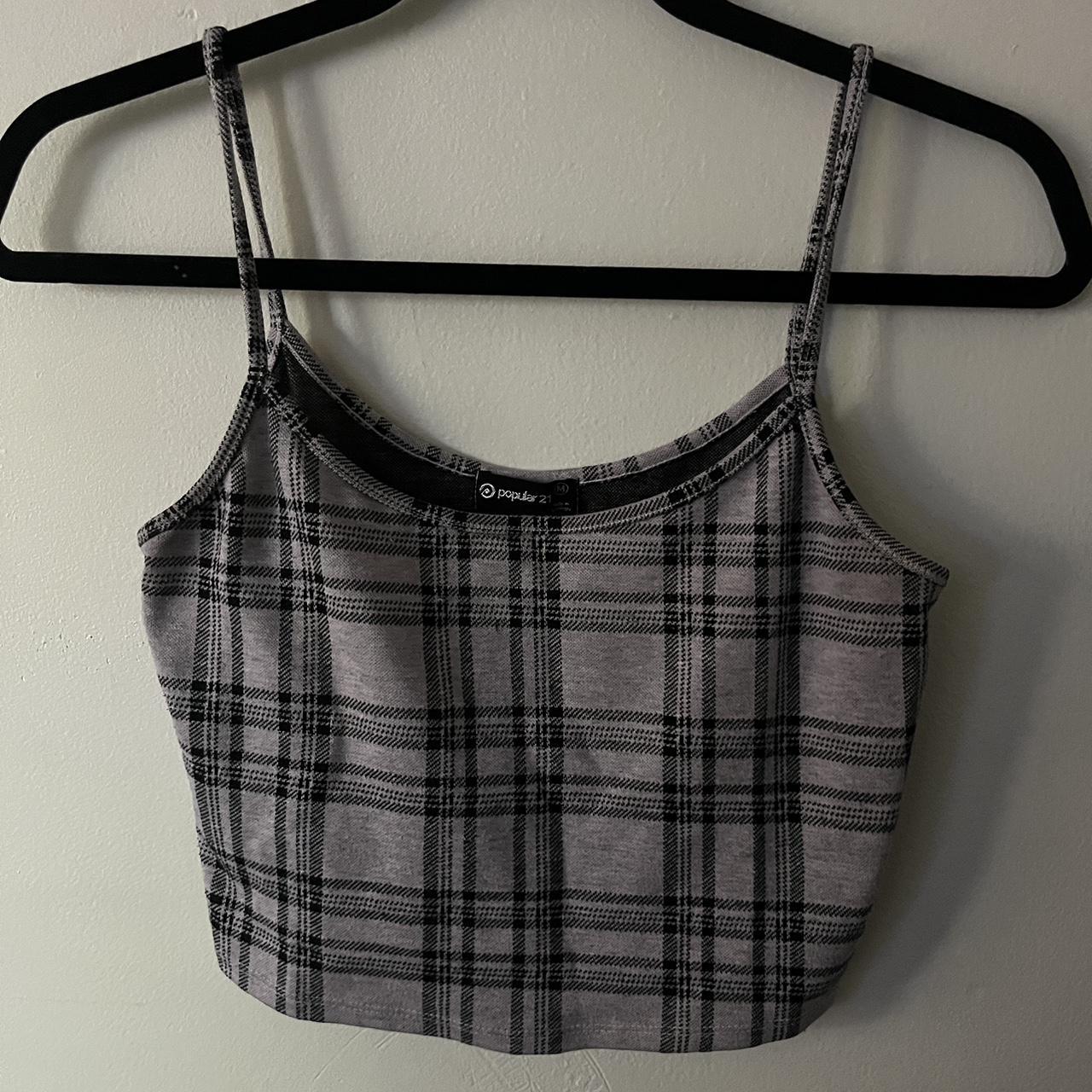 plaid half tank - Depop