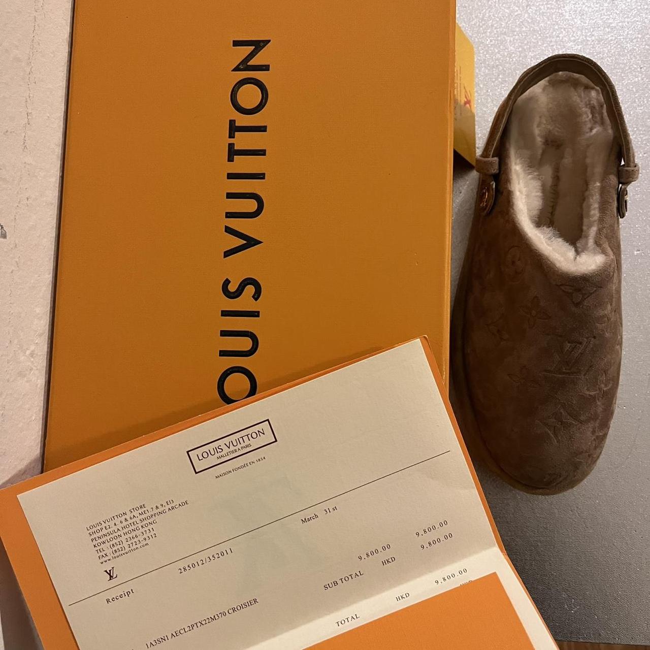 Tan #lv #louie #fur #slides Shoot me an offer!... | Depop