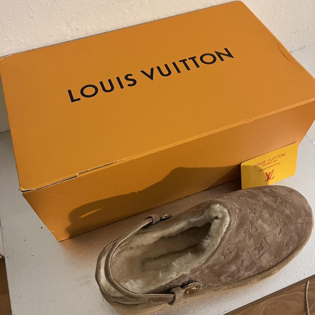 Tan #lv #louie #fur #slides Shoot me an offer!... | Depop