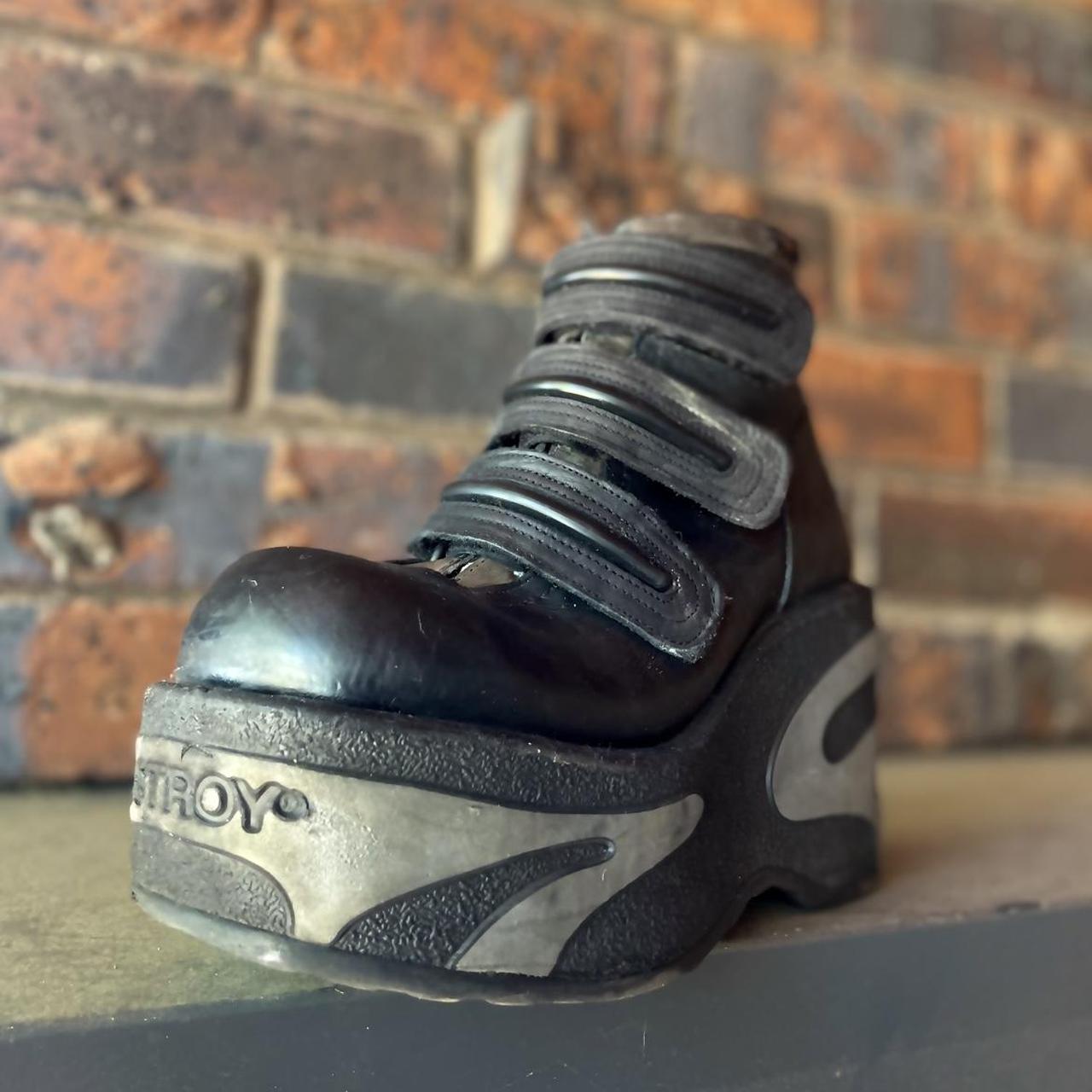 Vintage archival RARE DESTROY BOOTS black and grey... | Depop