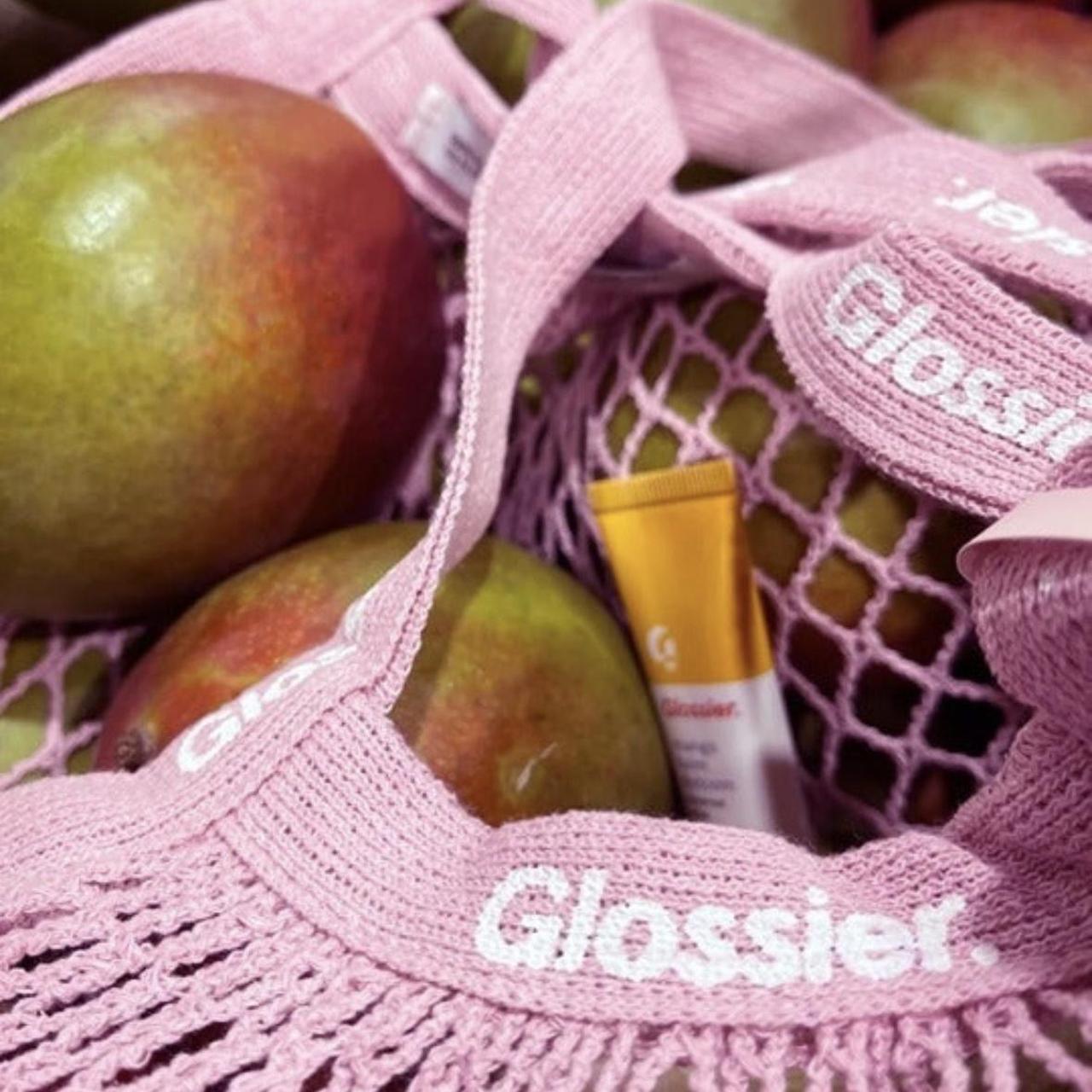 glossier market tote/ net shopping bag perfect for... - Depop