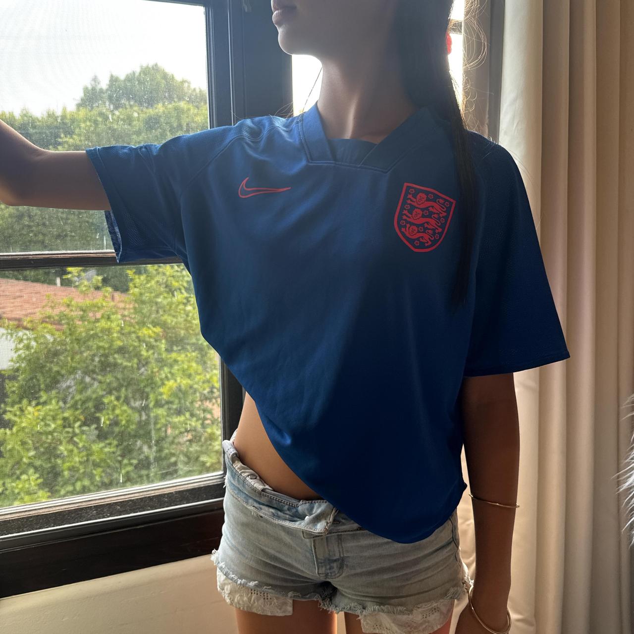 Blue and red England football shirt World... | Depop