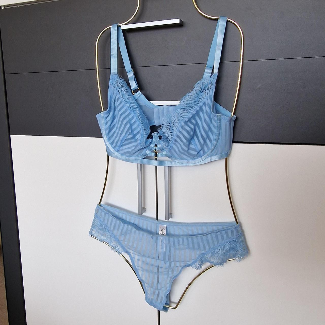 Pretty light blue bra and brief set from Wolf &... - Depop