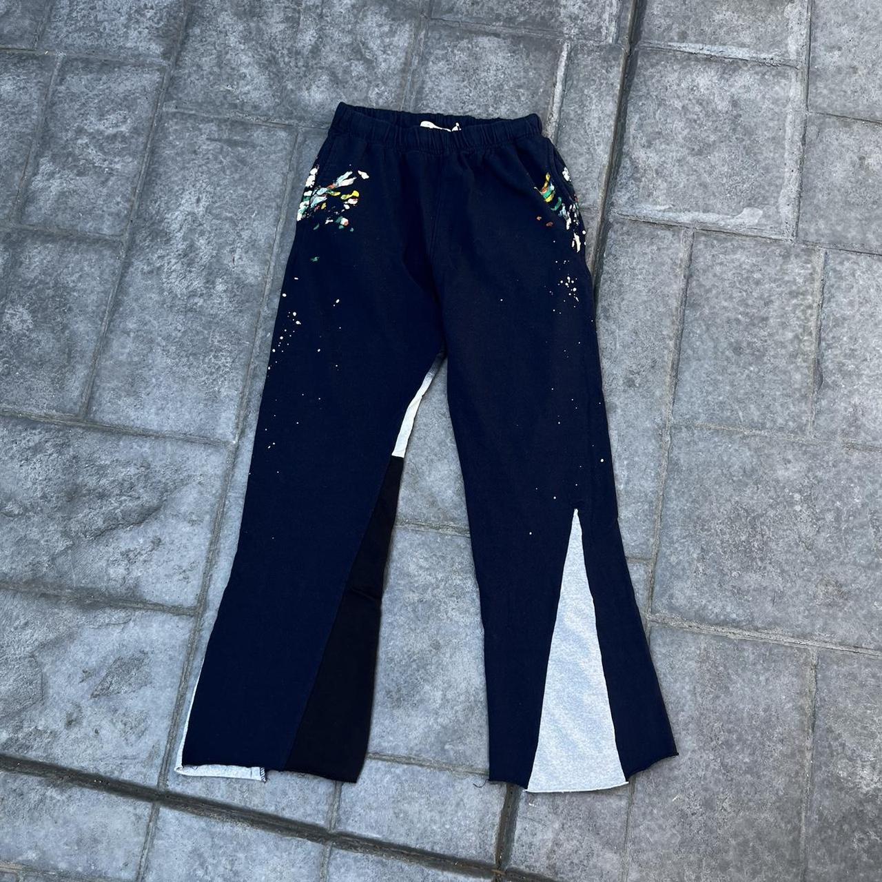 Navy Blue Paint Splatter Flare Sweats SIZE M MNML... | Depop