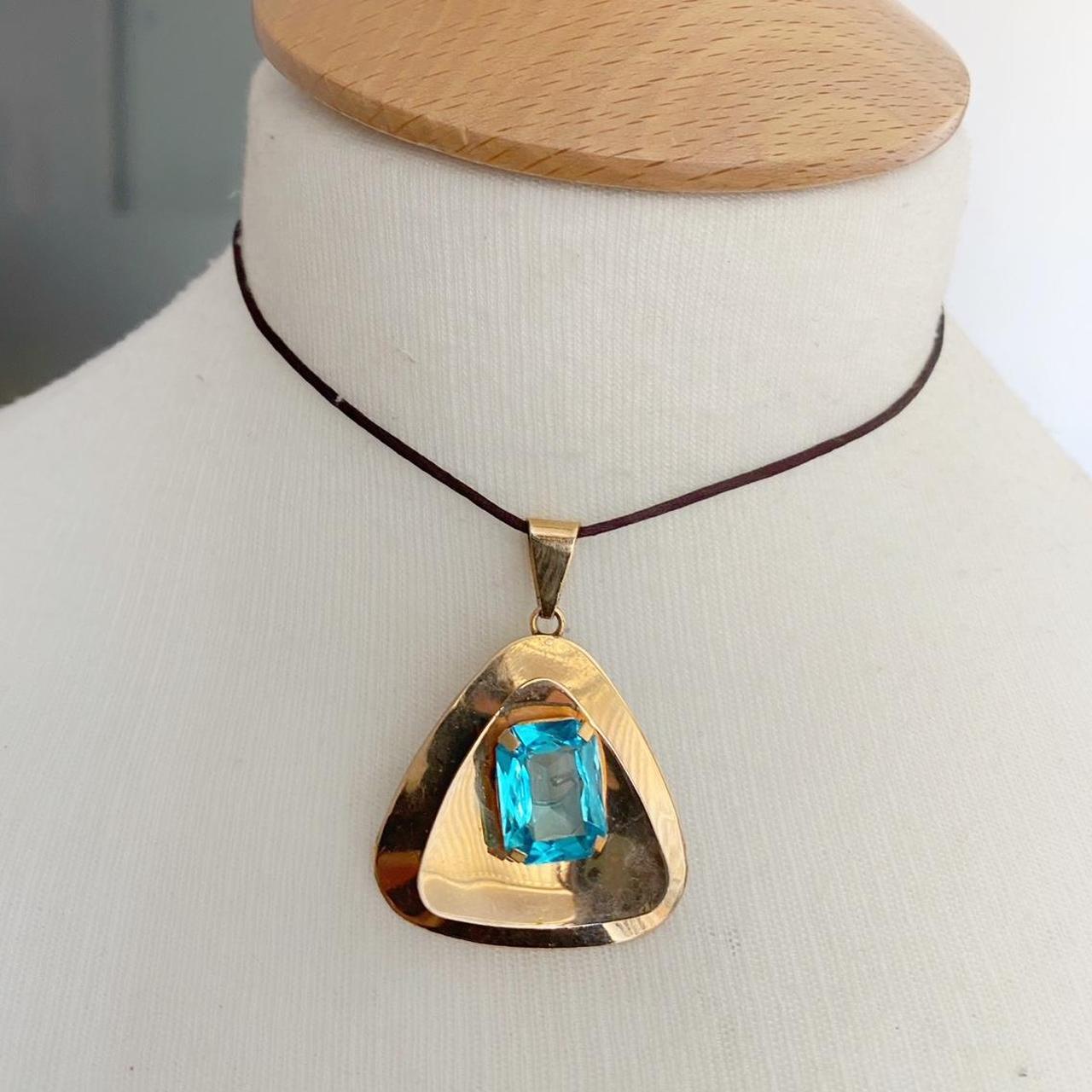 Rustic upcycled brown cord adjustable necklace with... | Depop