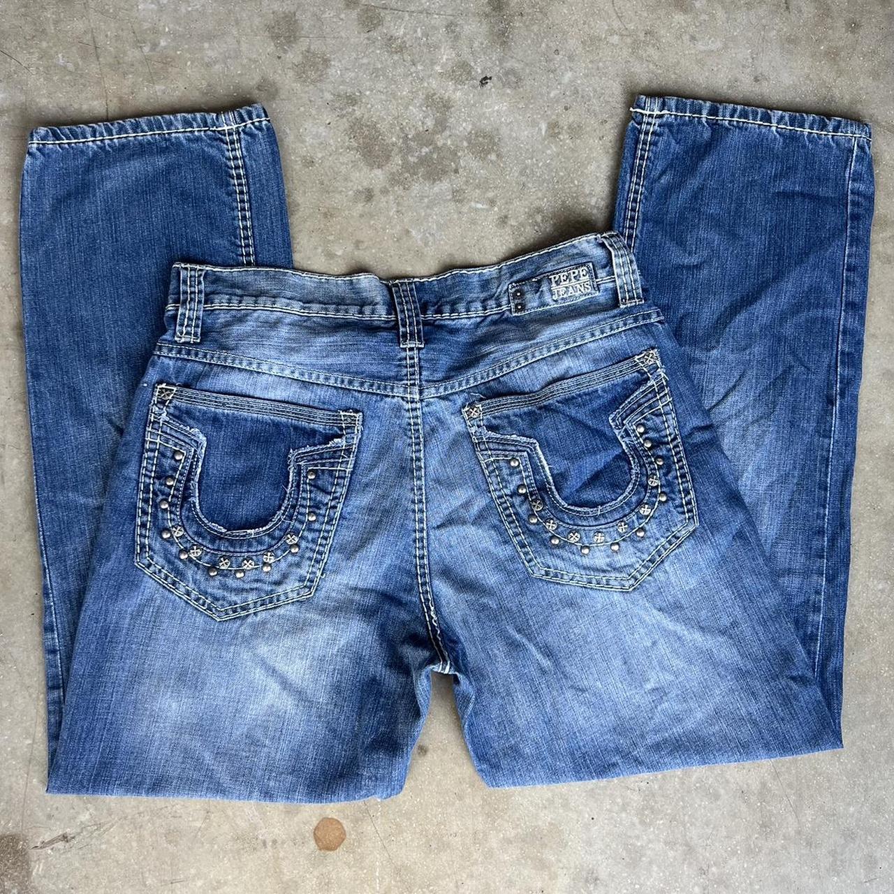 Pepe Metal Cross Studded Men's Straight Jeans 👖 32W... - Depop
