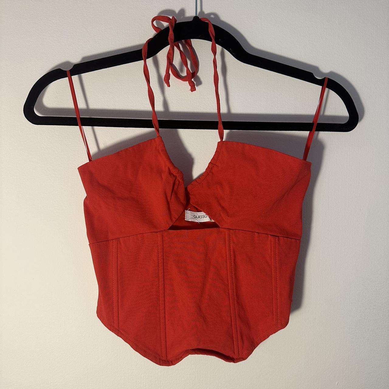 red halter corset top from glassons worn once fits... - Depop