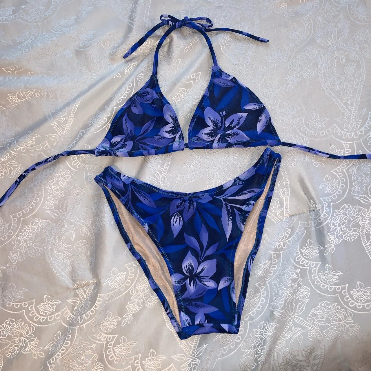 Blue Hibiscus floral Bikini Set!! Handmade by me... - Depop