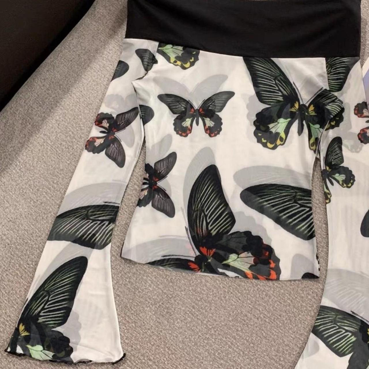 Off Shoulder top - butterfly print 🦋 AU6 8 10 12 |... - Depop