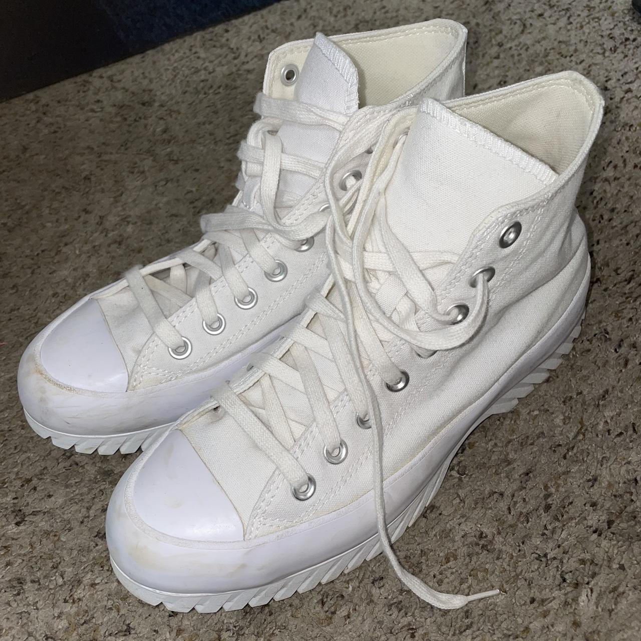 PRICE FIRM brand new white high top converse chunky... - Depop