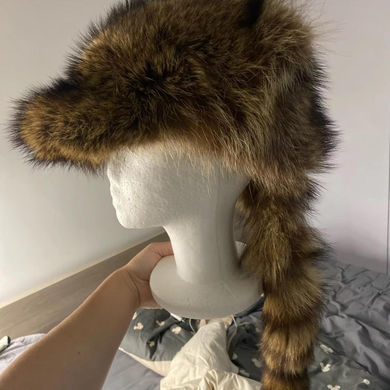 Brown Ushanka Raccoon Fur Hat #hats #y2k #fur... - Depop