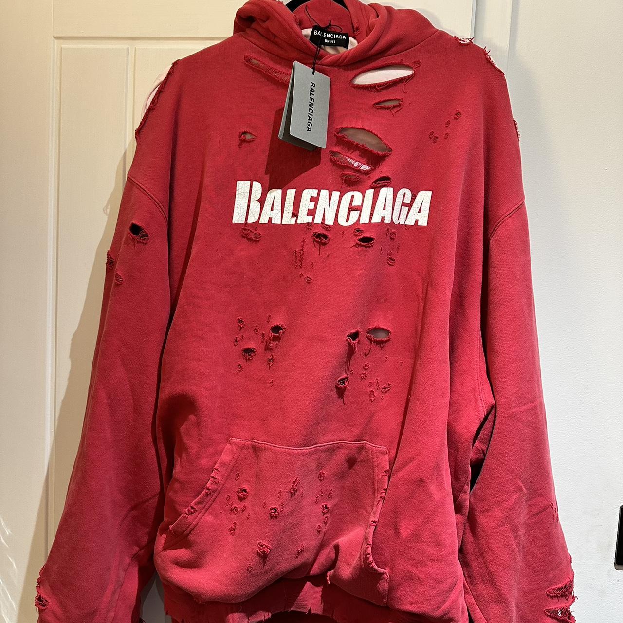 Balenciaga destroyed hoodie Size M (super... - Depop