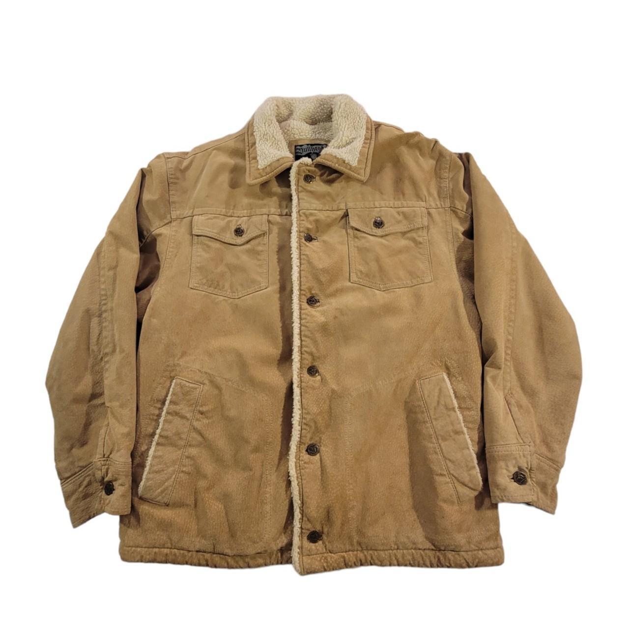 Vintage Y2k Bullhead Sherpa Lined Leather Button Up... | Depop