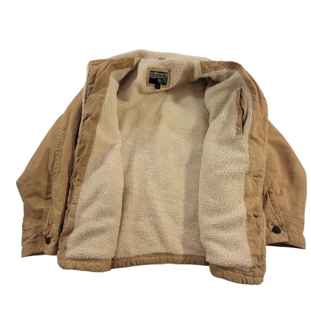 Vintage Y2k Bullhead Sherpa Lined Leather Button Up... | Depop