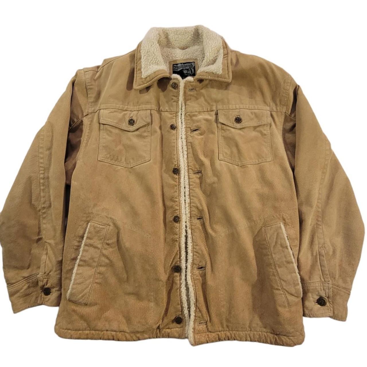 Vintage Y2k Bullhead Sherpa Lined Leather Button Up... | Depop