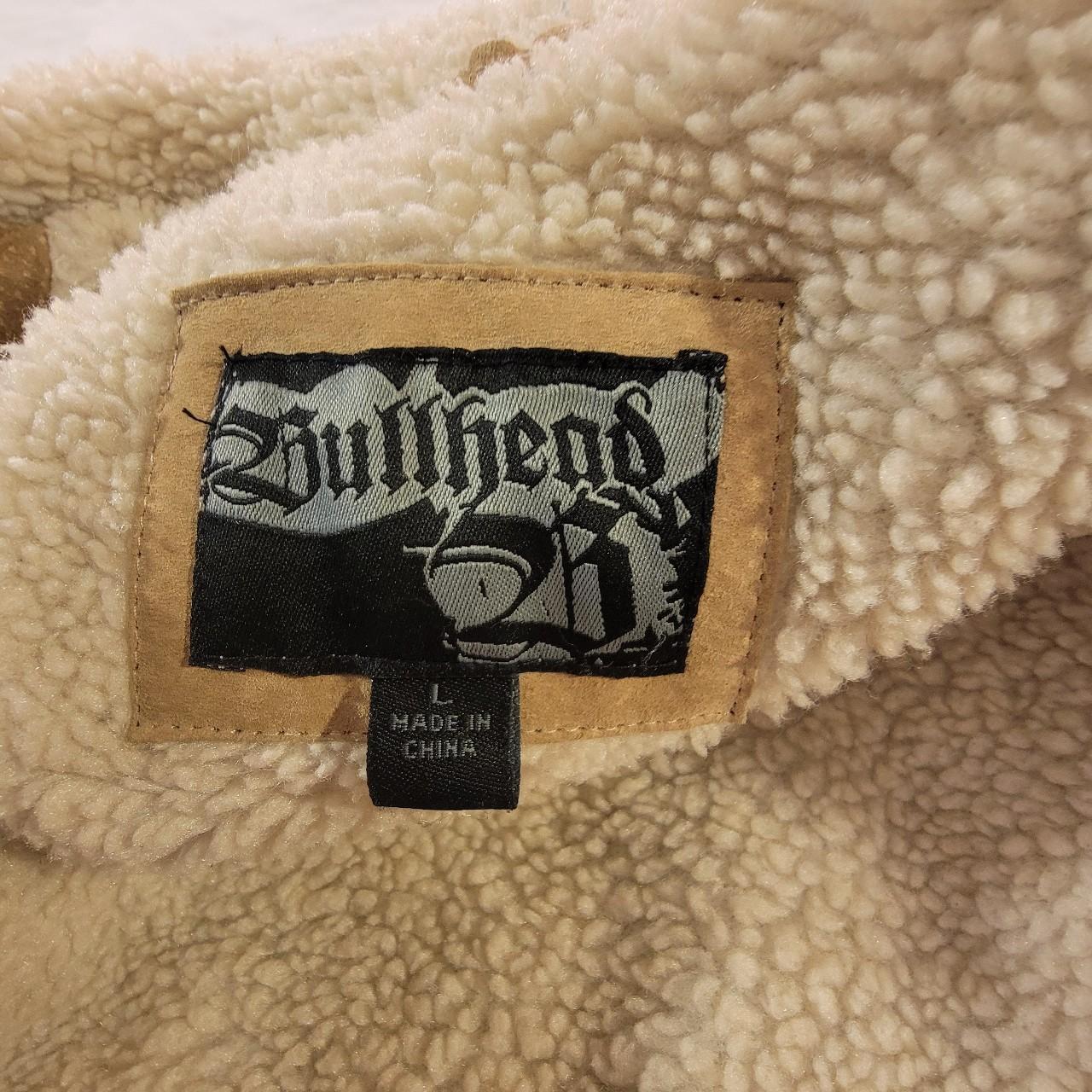 Vintage Y2k Bullhead Sherpa Lined Leather Button Up... | Depop